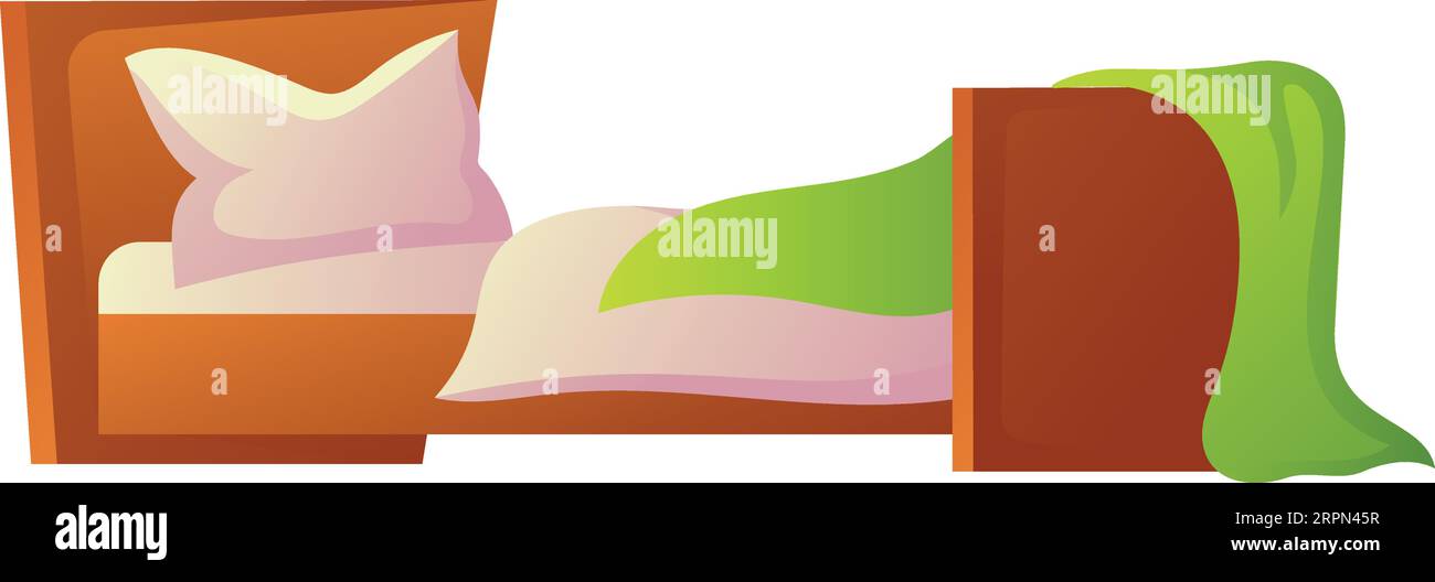 Bed cartoon icon. Bedroom furniture with comfotable mattress Stock ...