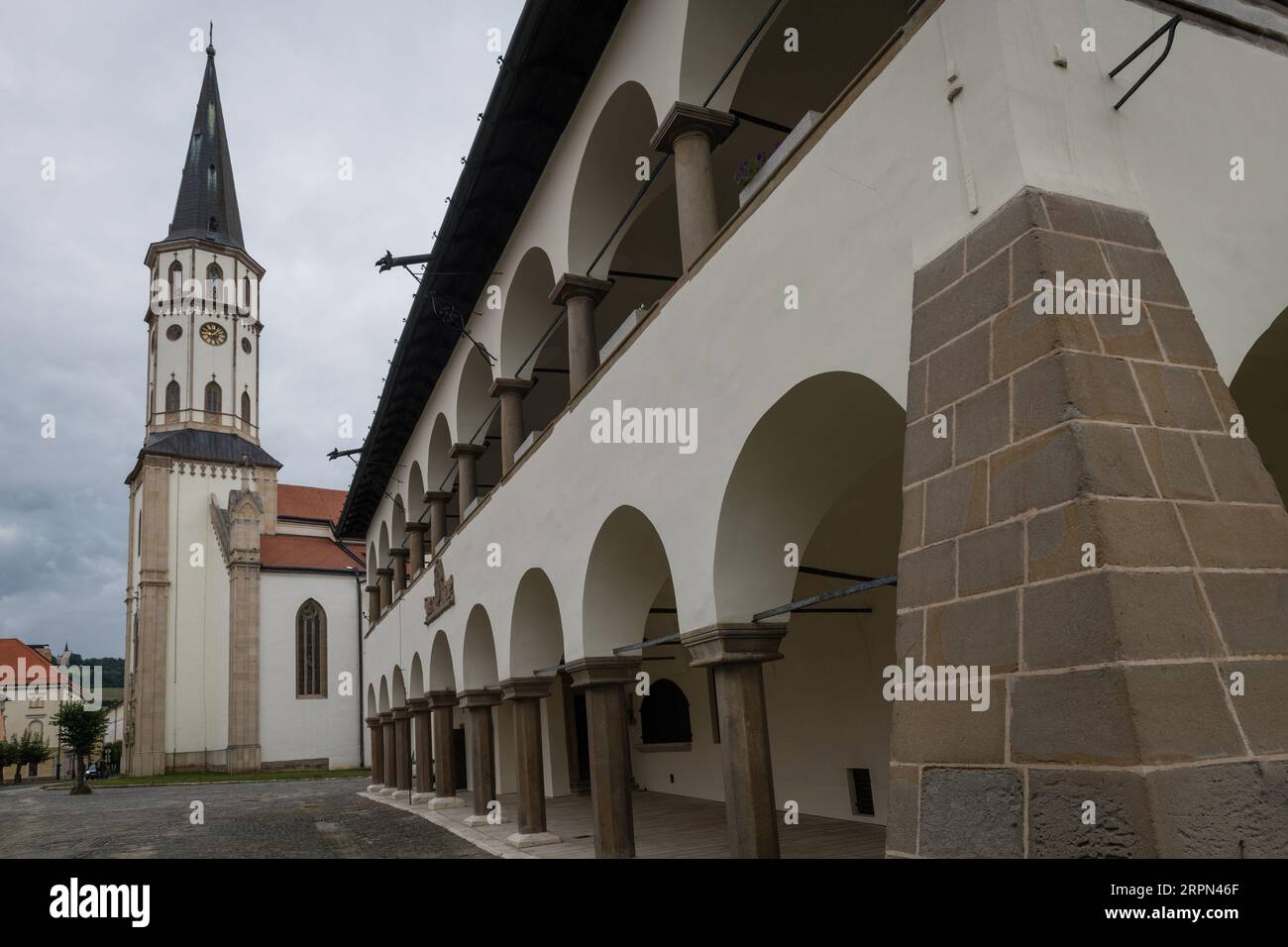 Levoca Old Town Hall with Saint James Basilica tower in background ...