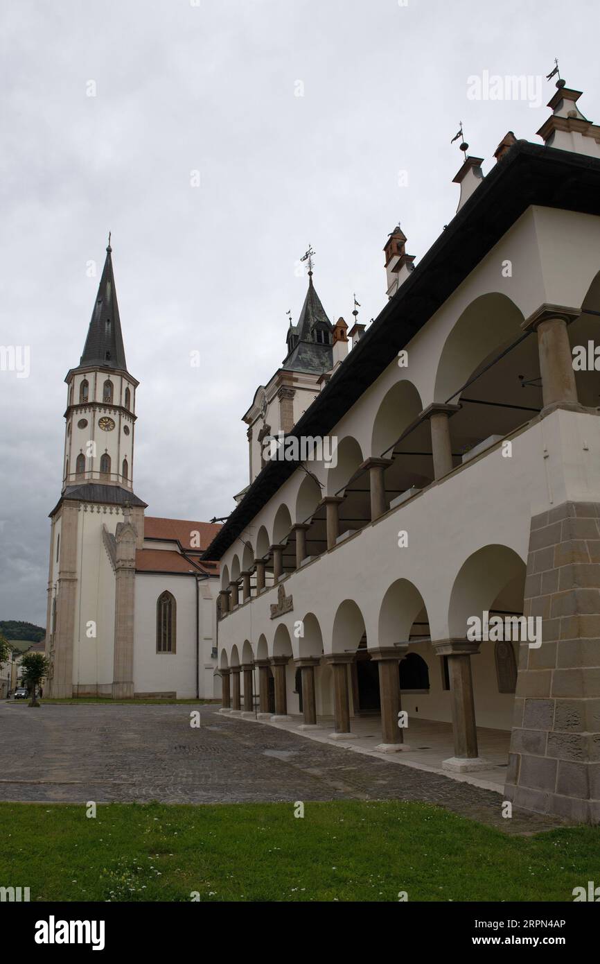Levoca Old Town Hall with Saint James Basilica tower in background ...