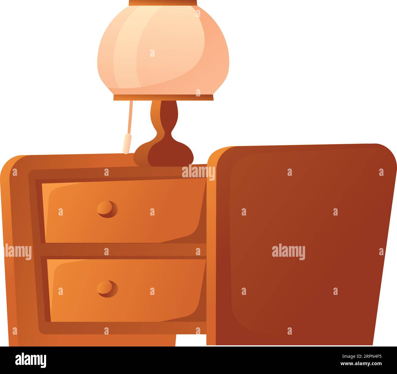 Cartoon chest drawer. Nightstand with lamp. Bedside table Stock Vector ...