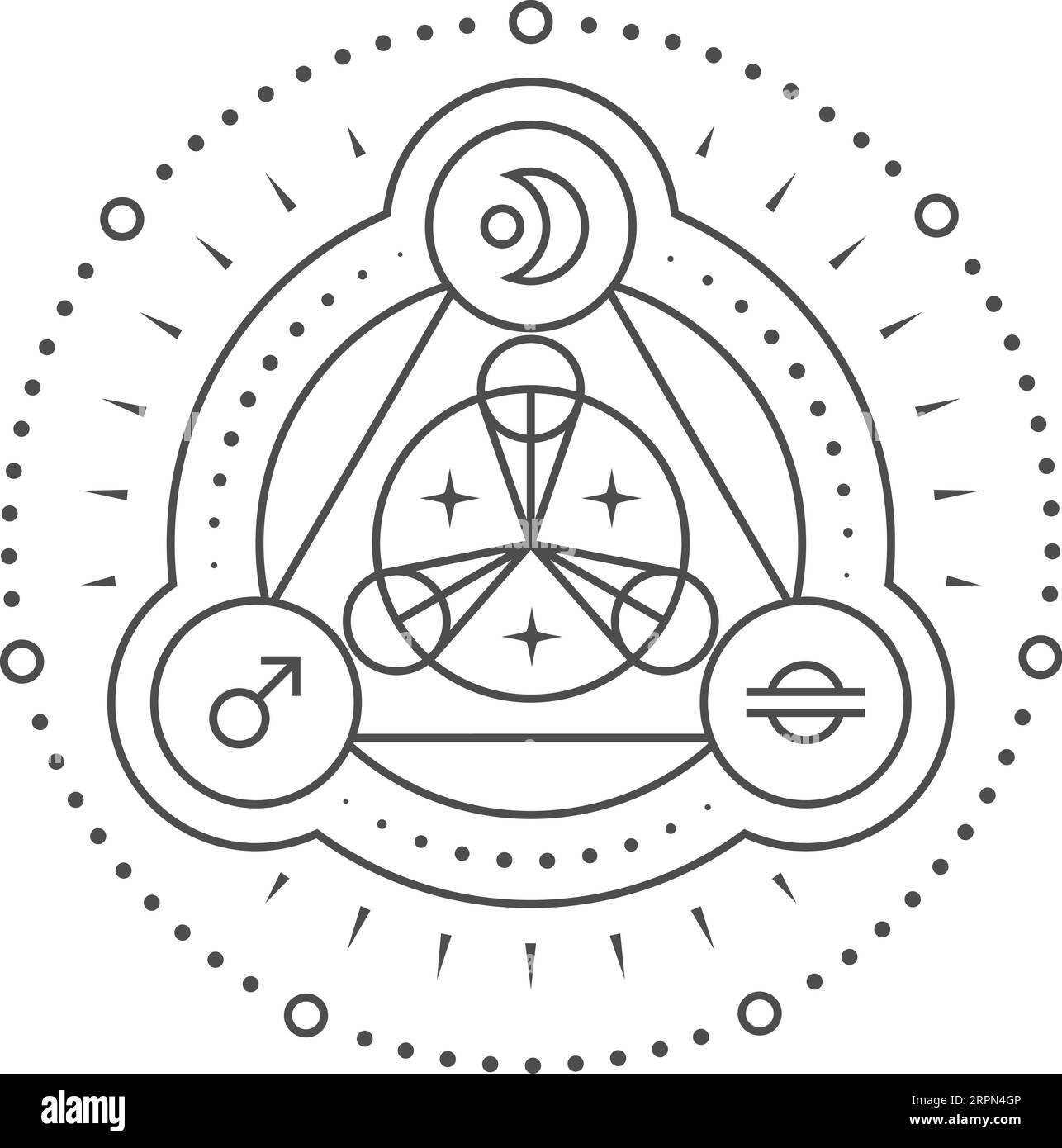 Esoteric astrological symbol. Geometric ritual line shape Stock Vector ...