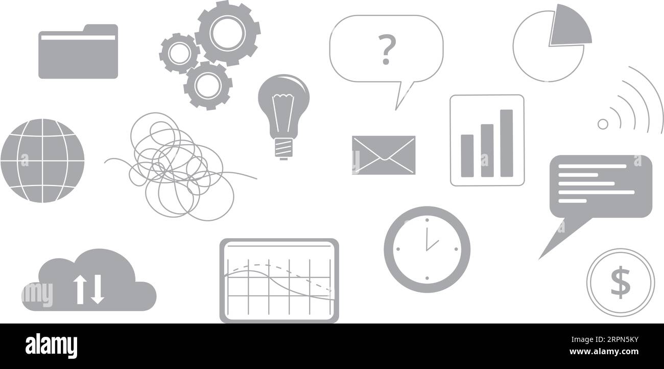 Business icons. Internet communication and technology grey symbols ...