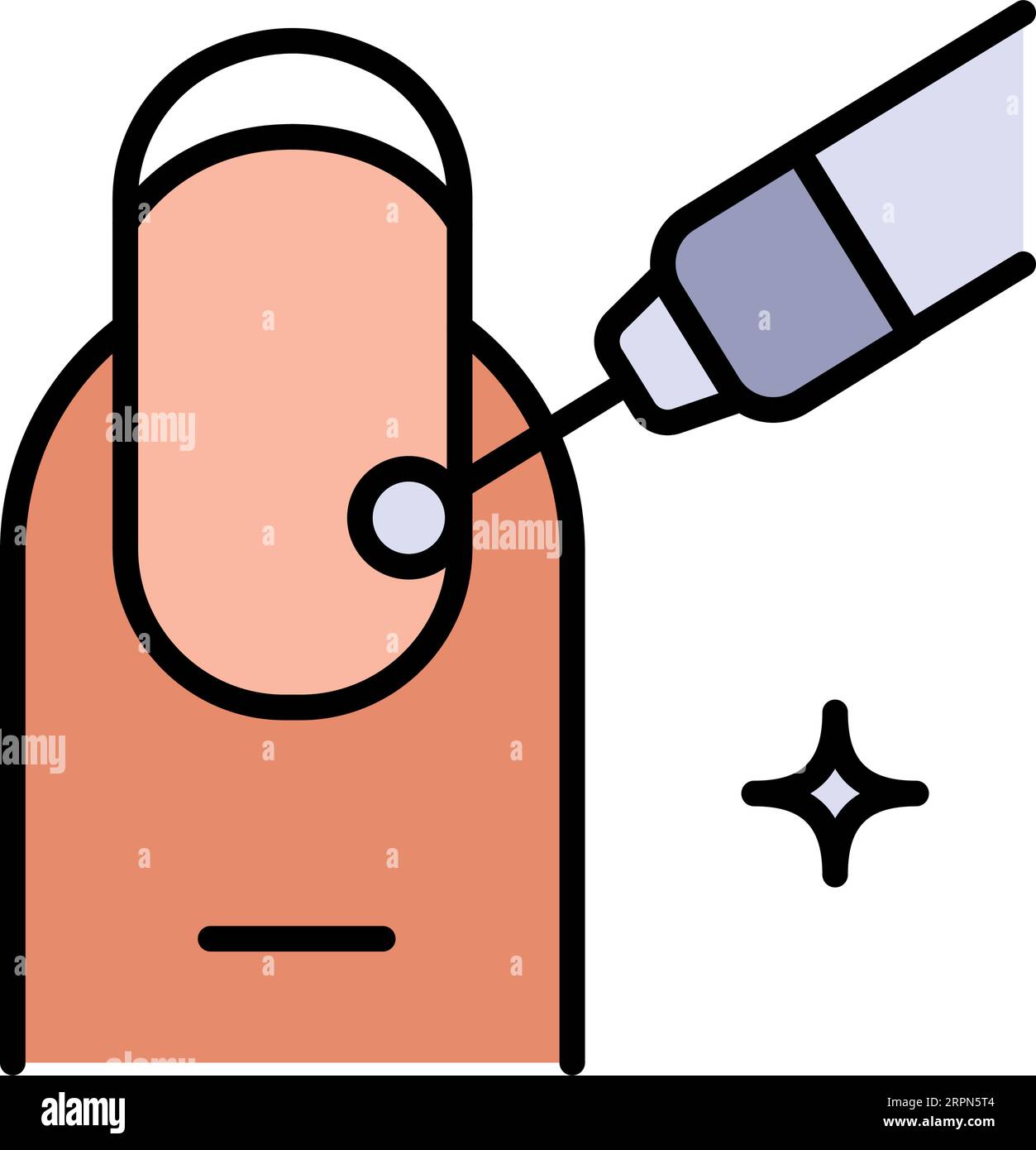 Cuticle removal color icon. Automatic Manicure Machine sign. Nail with ...