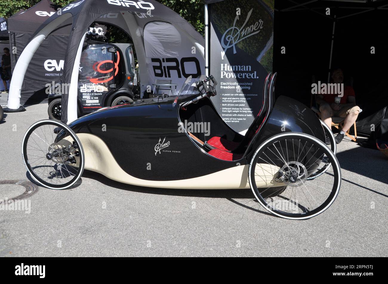 Kinner human powered pedalcar displayed during the IAA Mobility fair ...