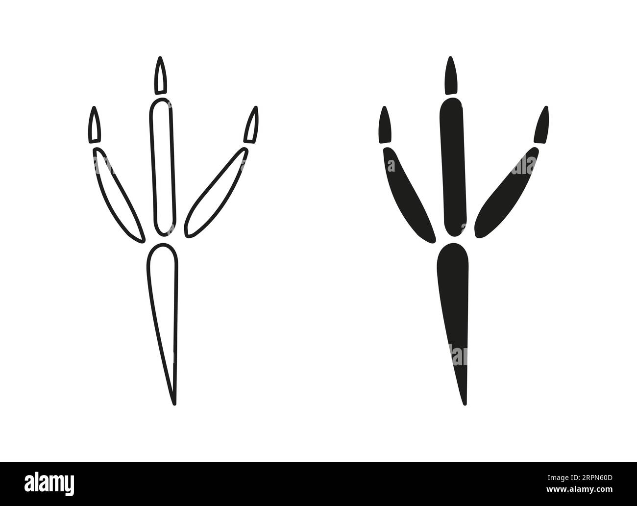 Bird footprints. Silhouette, Outline. Icon. Vector isolated on white ...