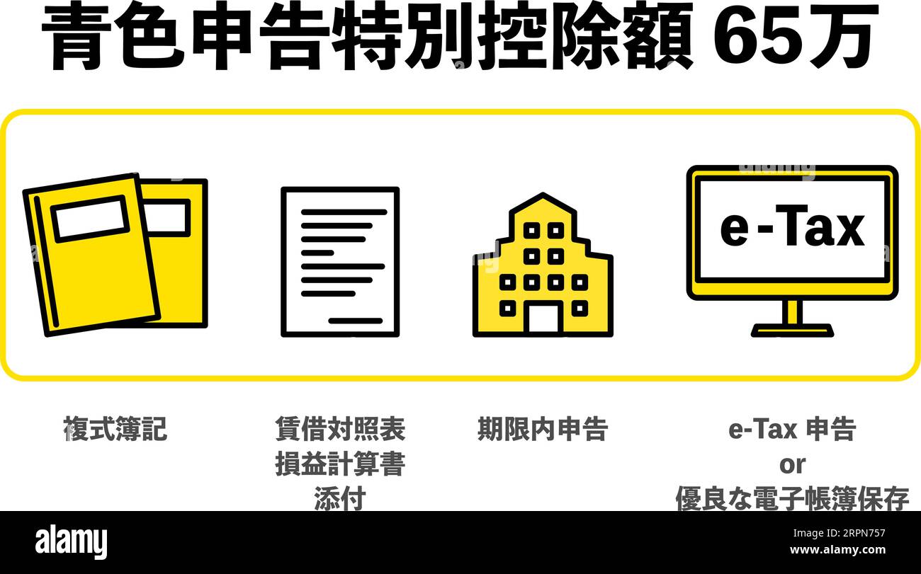 Illustration explaining tax return and special deduction for blue ...