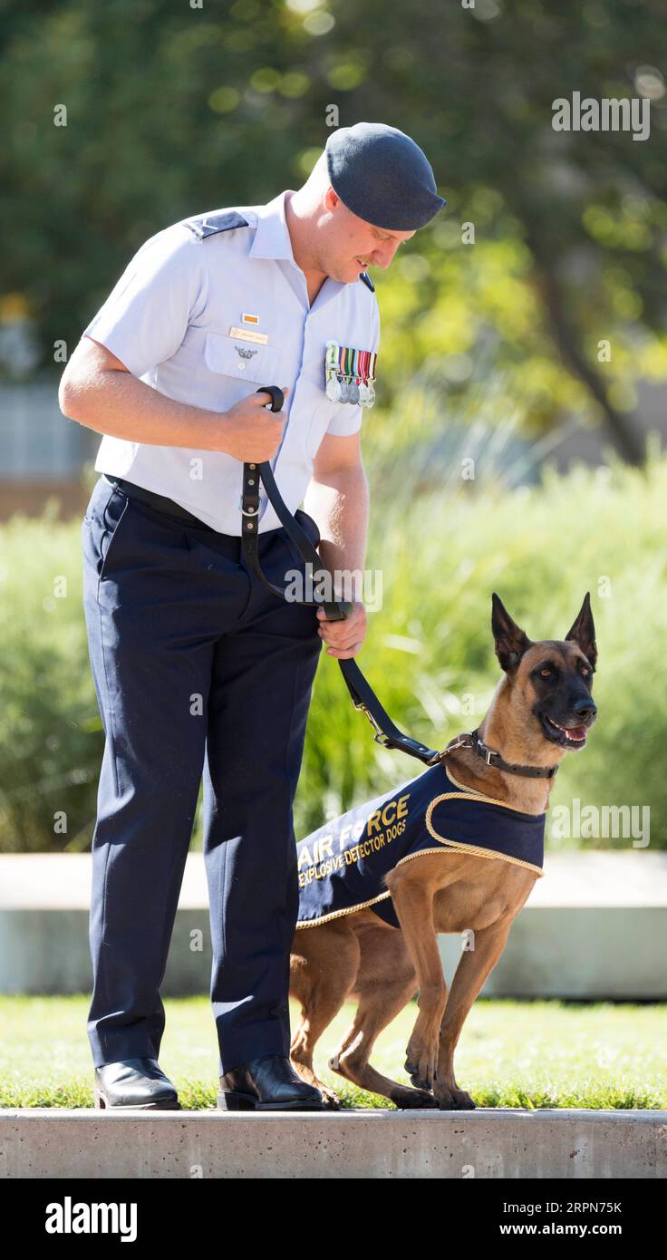 200224 -- CANBERRA, Feb. 24, 2020 Xinhua -- A military officer poses ...