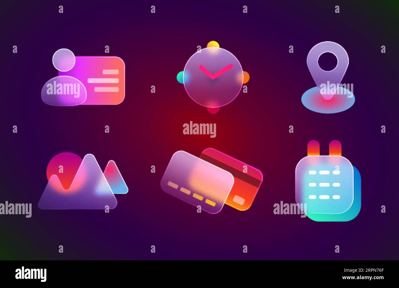 Realistic Set Of Glassmorphism Ui Icons For Website Mobile App Vector