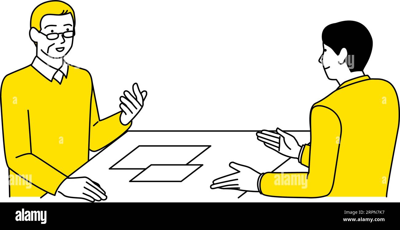 Senior man consulting with businessman in suit, Vector Illustration ...