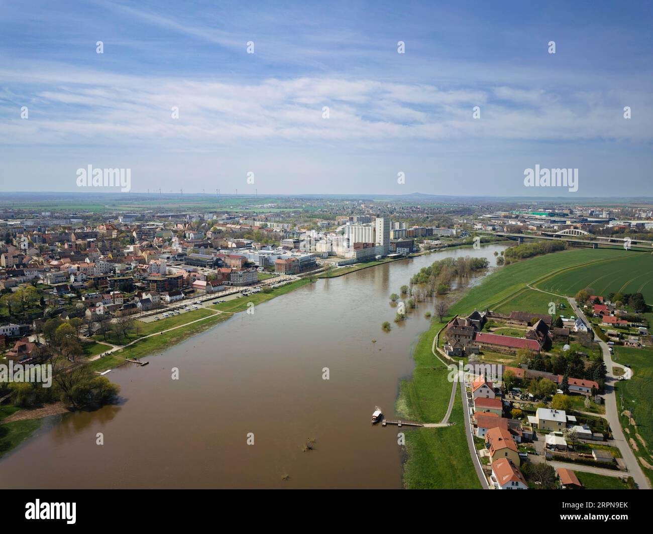 Riesa town centre on the Elbe with Promnitz Castle Stock Photo - Alamy