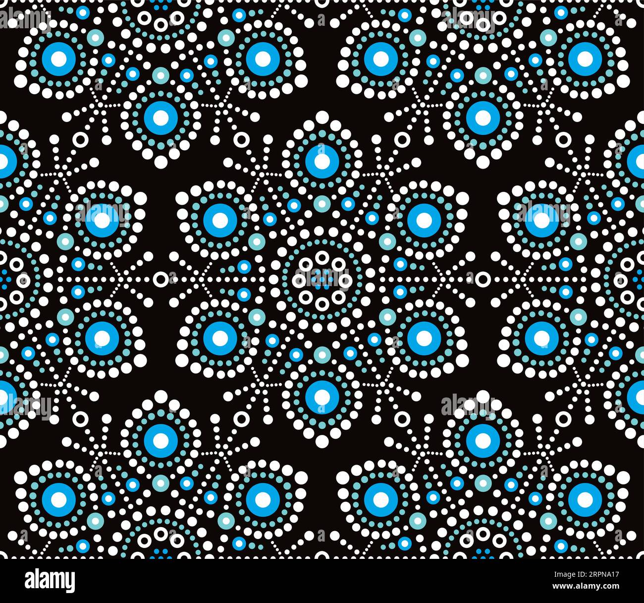 Christmas white and blue snowflake vector seamless pattern, dot art ...