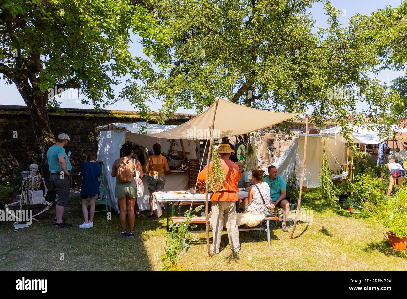 Stolpen castle courtyard festival Stock Photo - Alamy