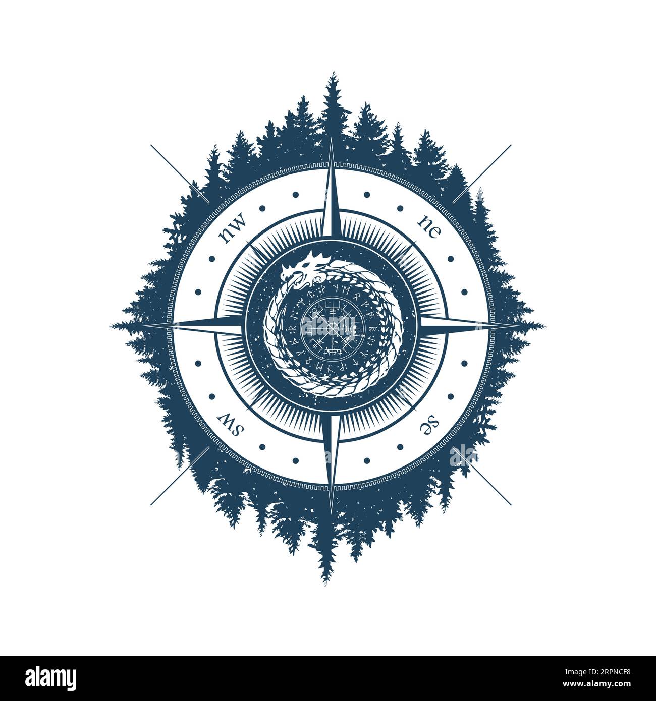 Windrose compass forest dragon Stock Vector Image & Art - Alamy
