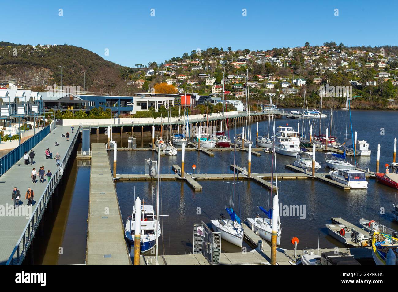 Seaport Marina in Launceston, Tasmania, Australia, with the hilltop ...