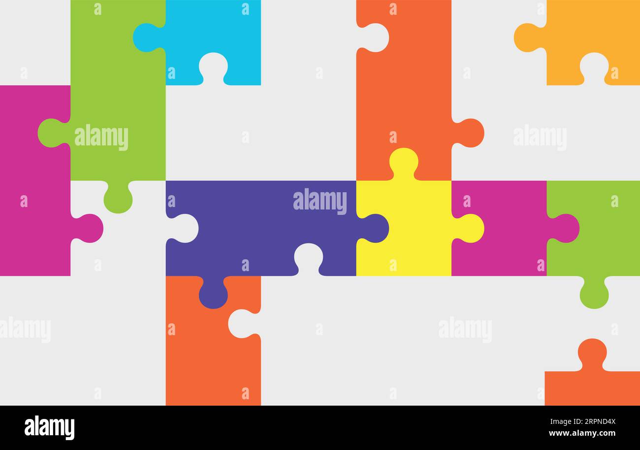 Colorful puzzle pieces layout. Jigsaw shapes template Stock Vector ...