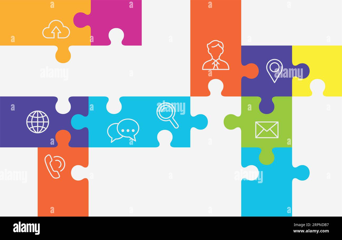 Business presentation template with colorful puzzle pieces Stock Vector ...