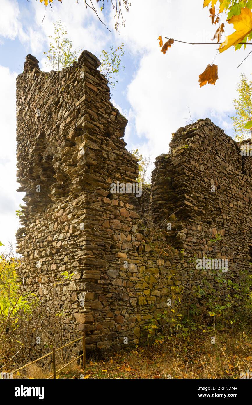 Kempe Castle is the ruin of a late medieval rock castle on a slate ...