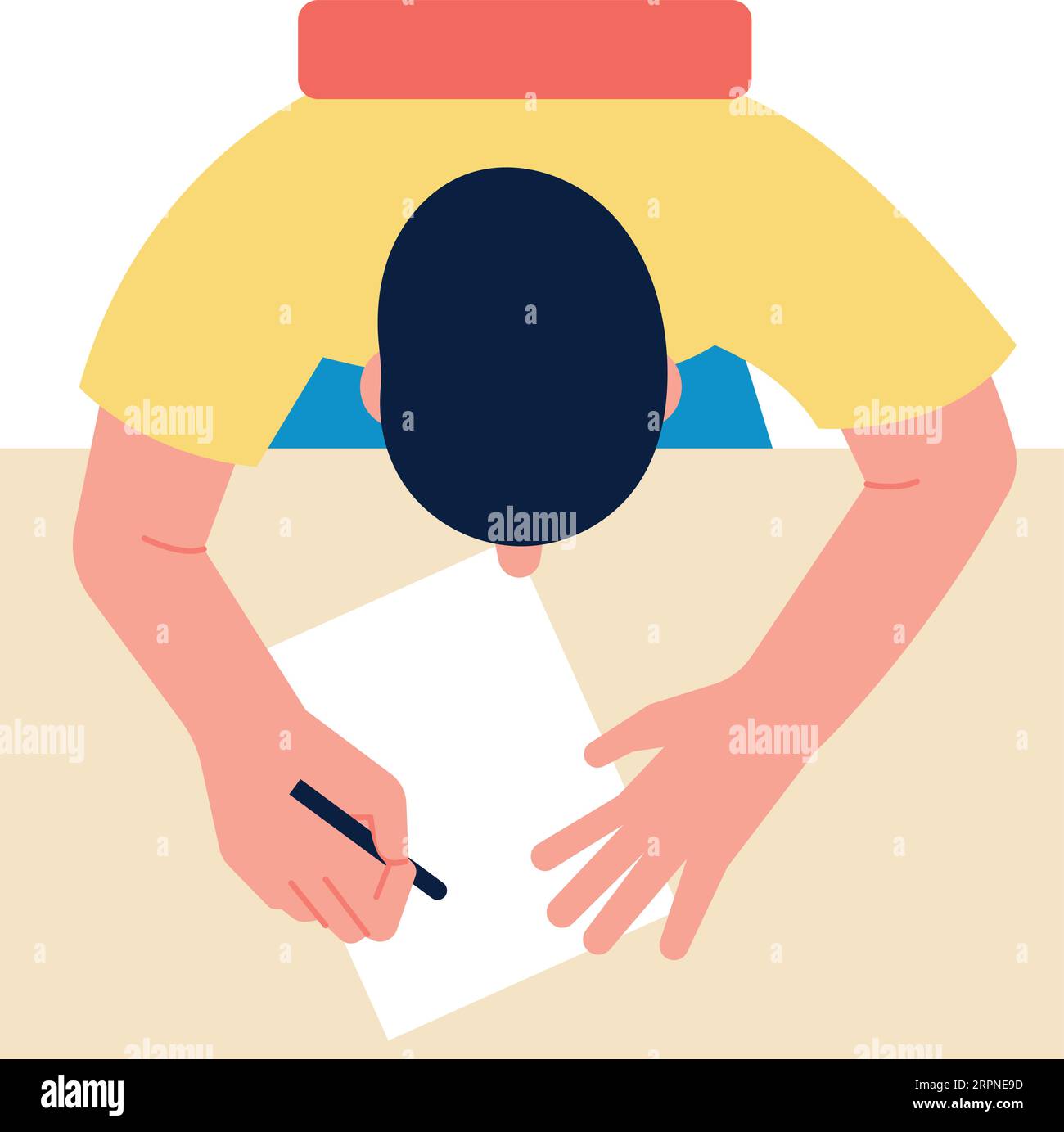 Man writing paper document. Person top view Stock Vector Image & Art ...