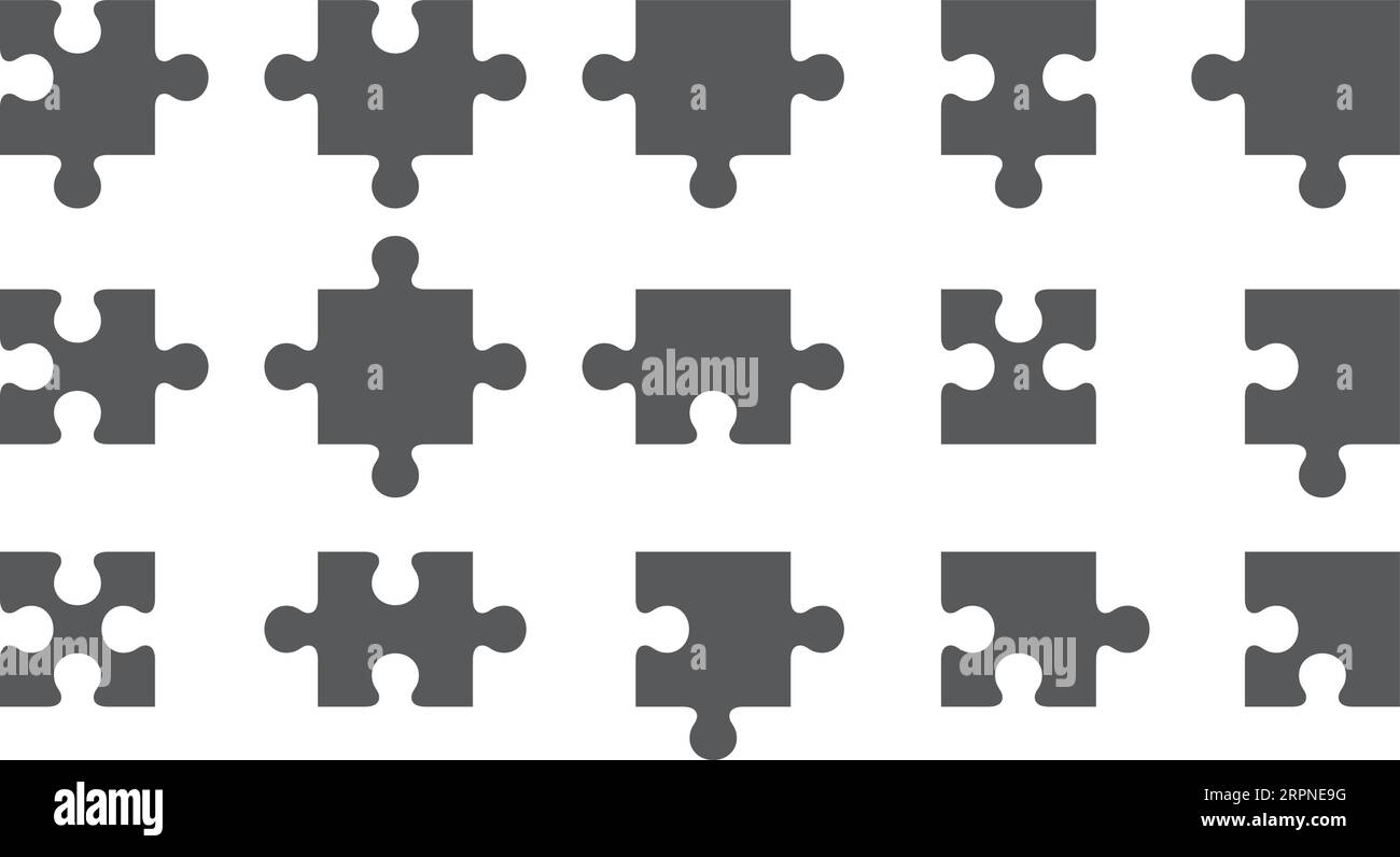 Puzzle pieces set. Jigsaw various shape collection Stock Vector Image ...