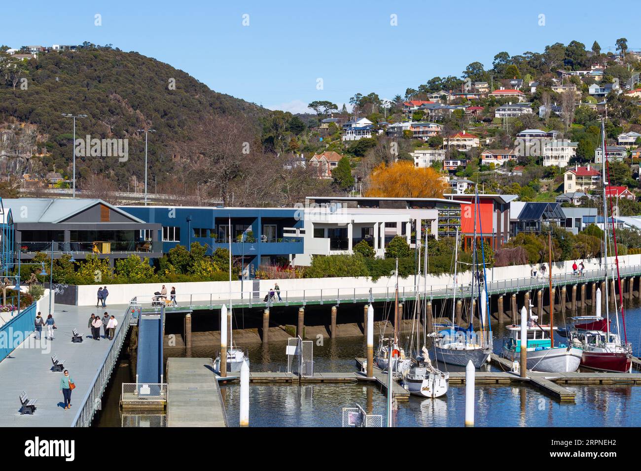 Seaport Marina in Launceston, Tasmania, Australia, with the hilltop ...