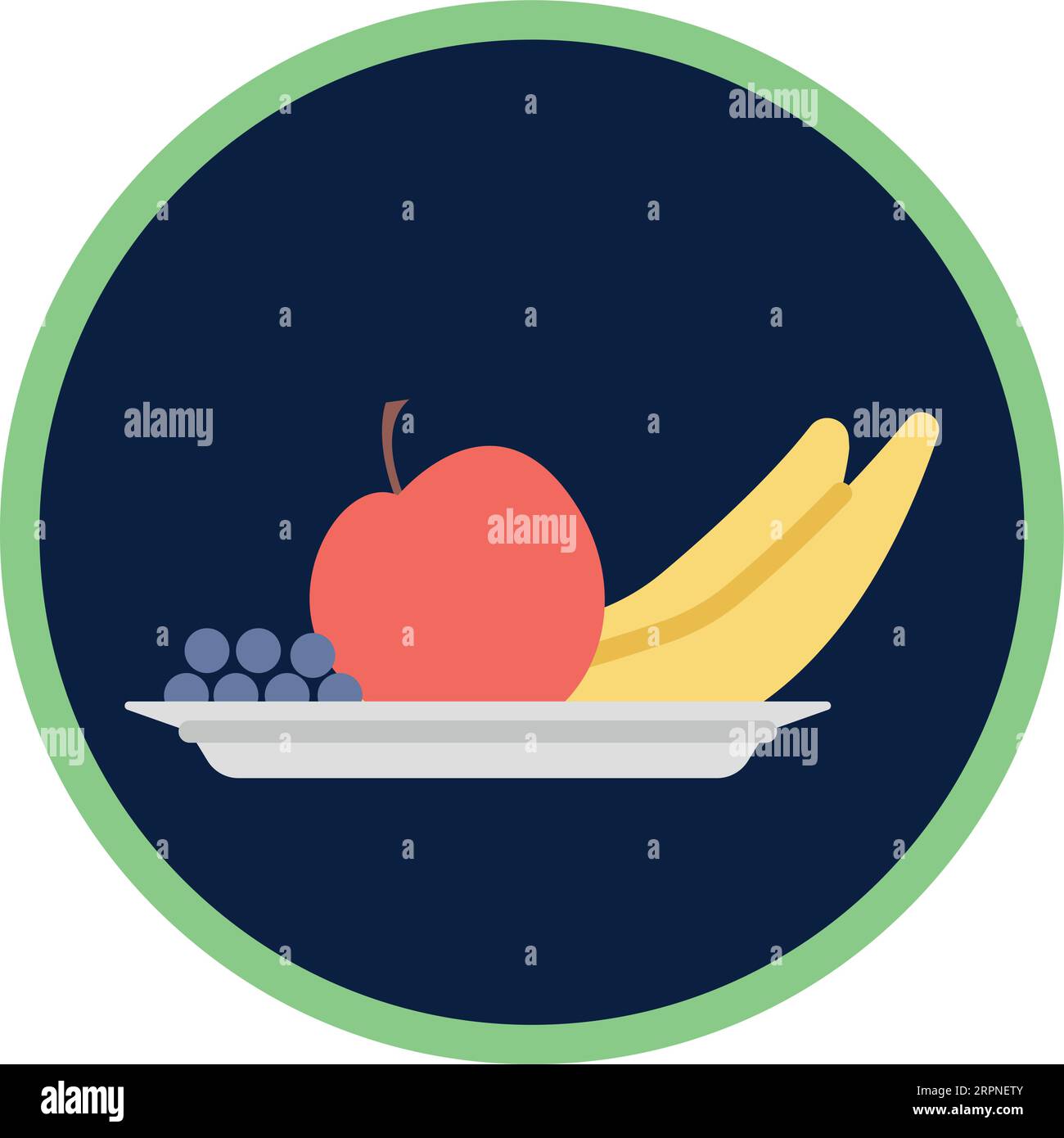 Vector black icon plate fruit Stock Vector Images - Alamy