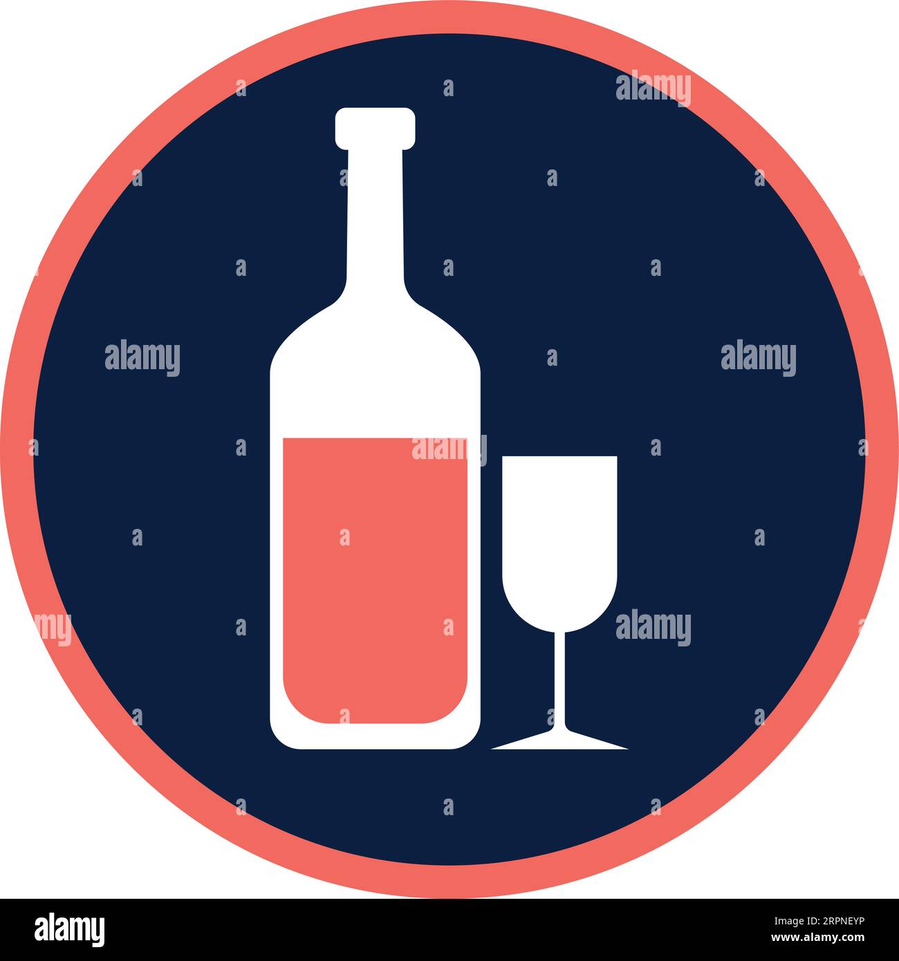 Alcohol round icon. Drink bottle and glass. Bar symbol Stock Vector ...