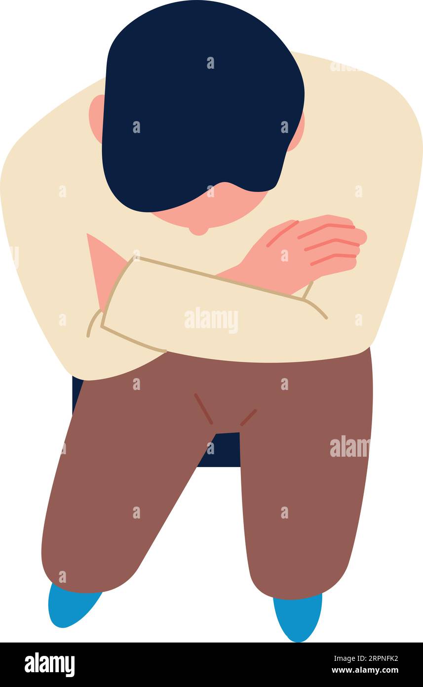 Waiting man sitting top view. Bored person from above Stock Vector ...