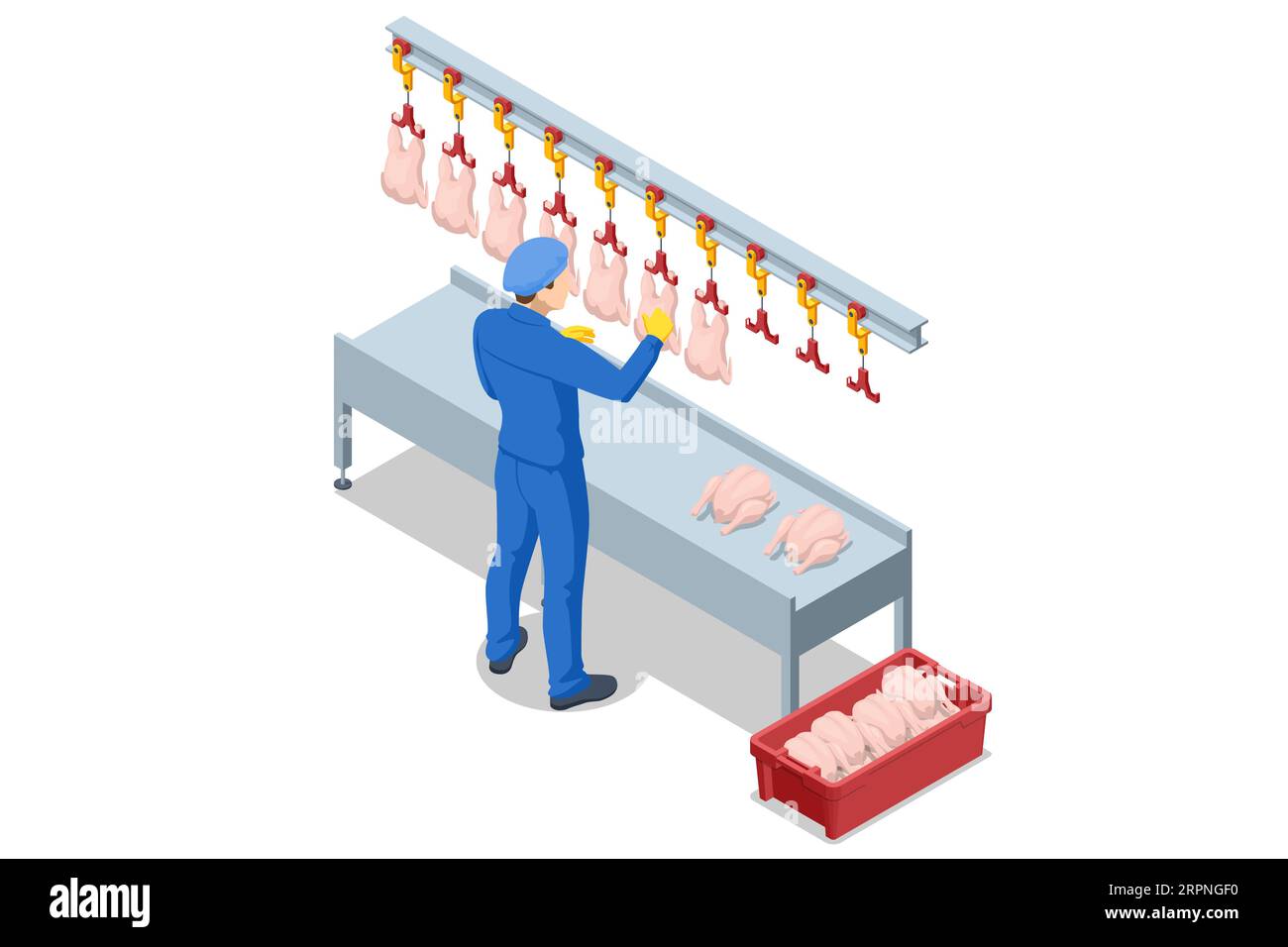 Isometric Factory for the production of food from meat. Food products ...