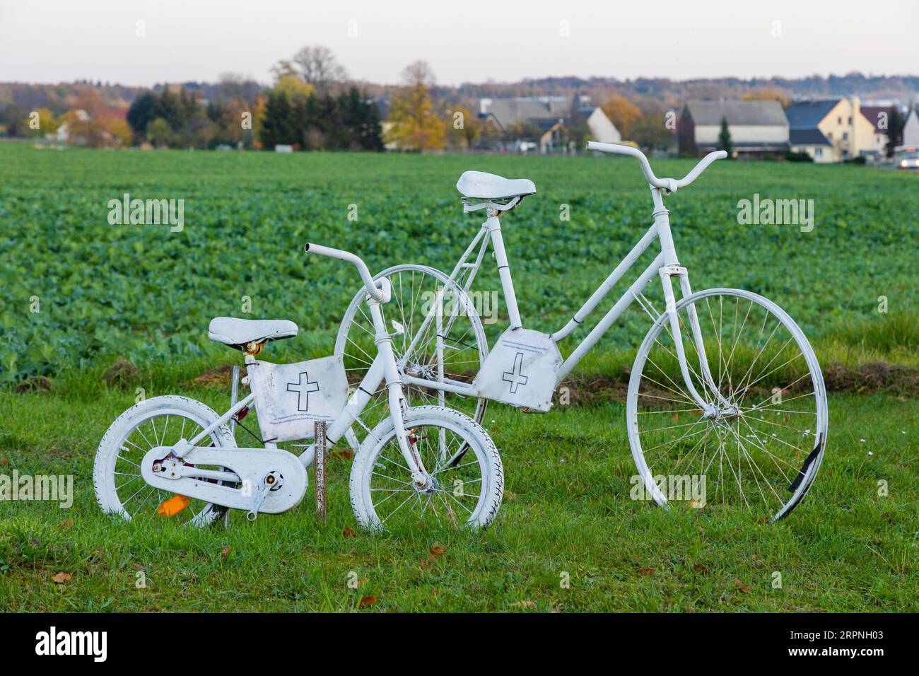 Ghost bike on a street in Rossau. The idea, which originated in the USA ...