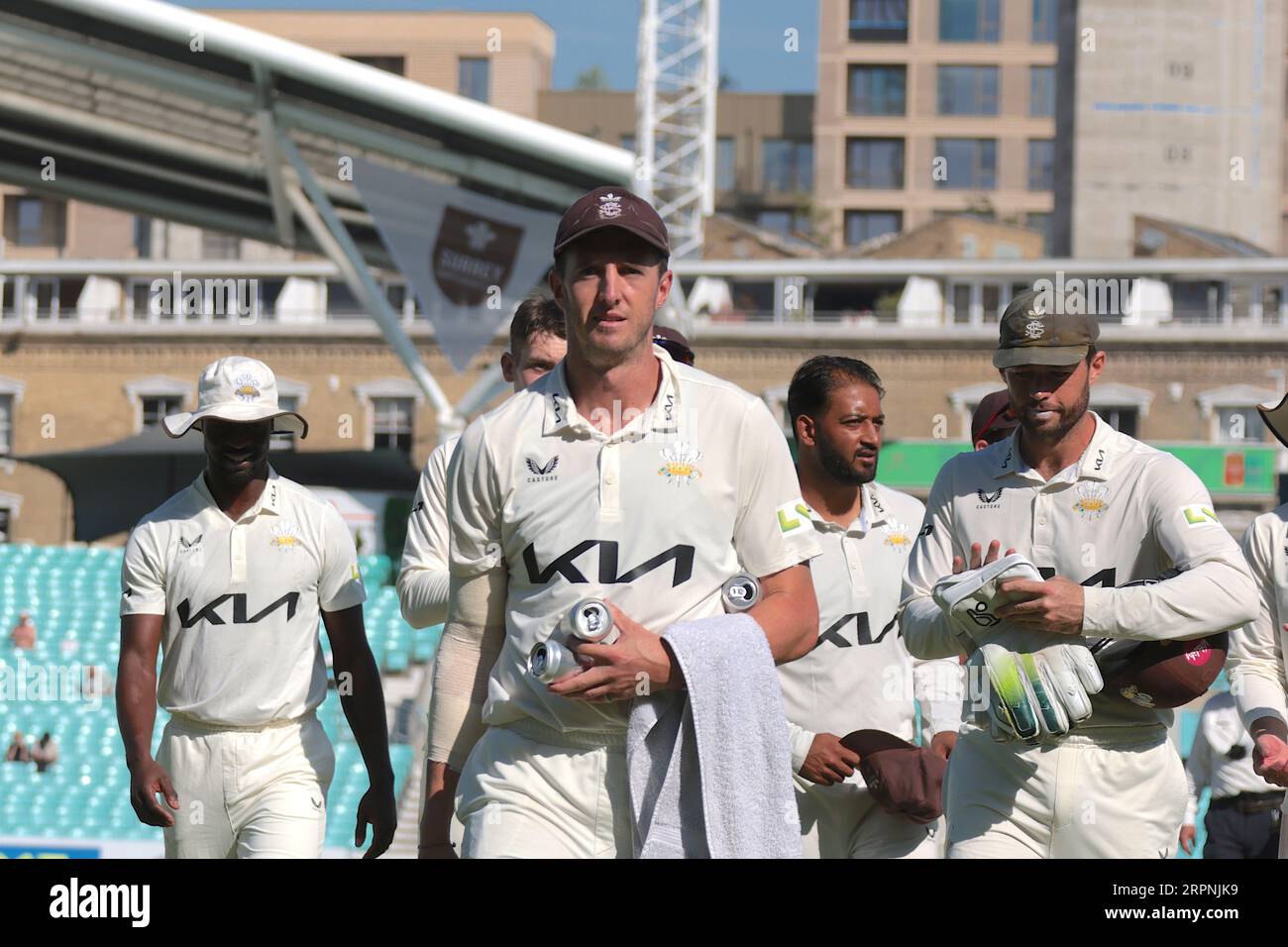 London, UK. 5th Sep, 2023. Surrey's Dan Worrall leaves the pitch with ...