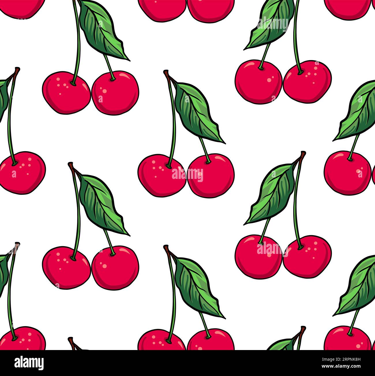 Seamless pattern with cherries. Vector illustration in cartoon style ...