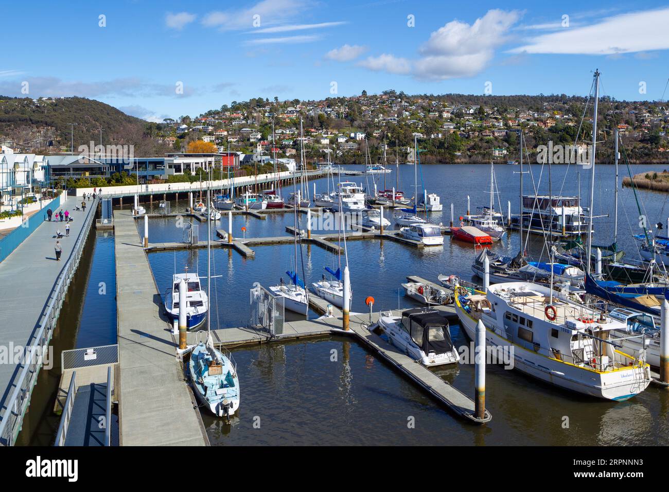 Seaport Marina in Launceston, Tasmania, Australia, with the hilltop ...
