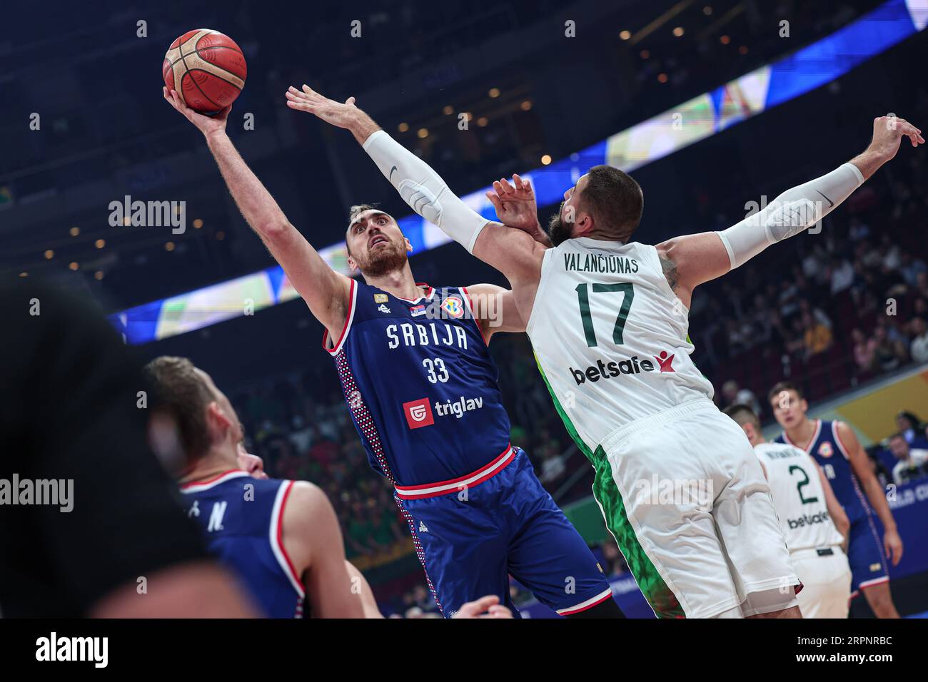 Manila, Philippines. 5th Sep, 2023. Nikola Milutinov (L) of Serbia ...