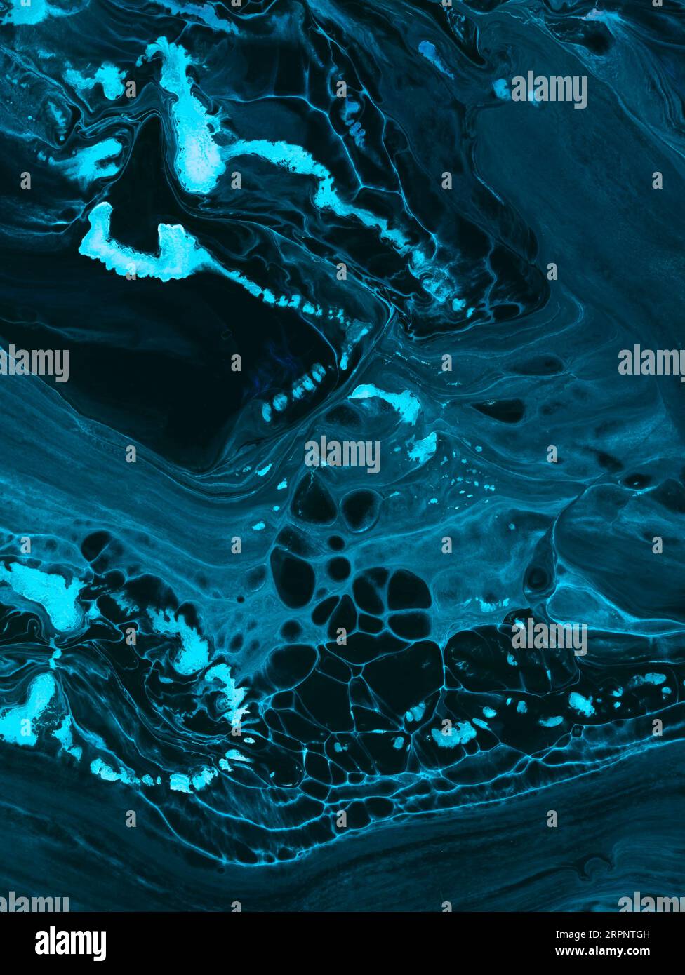 Abstract blue fantastic painting, art creative hand painted background ...