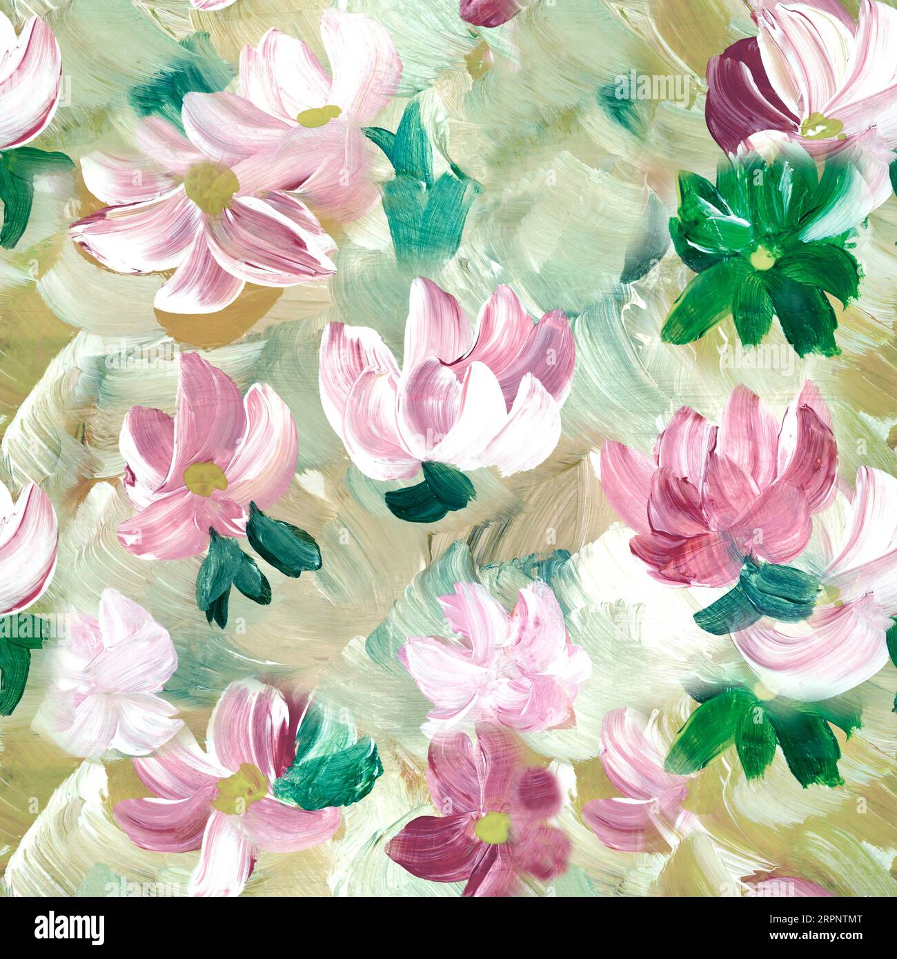 Seamless pattern of abstract flowers, original hand drawn ...