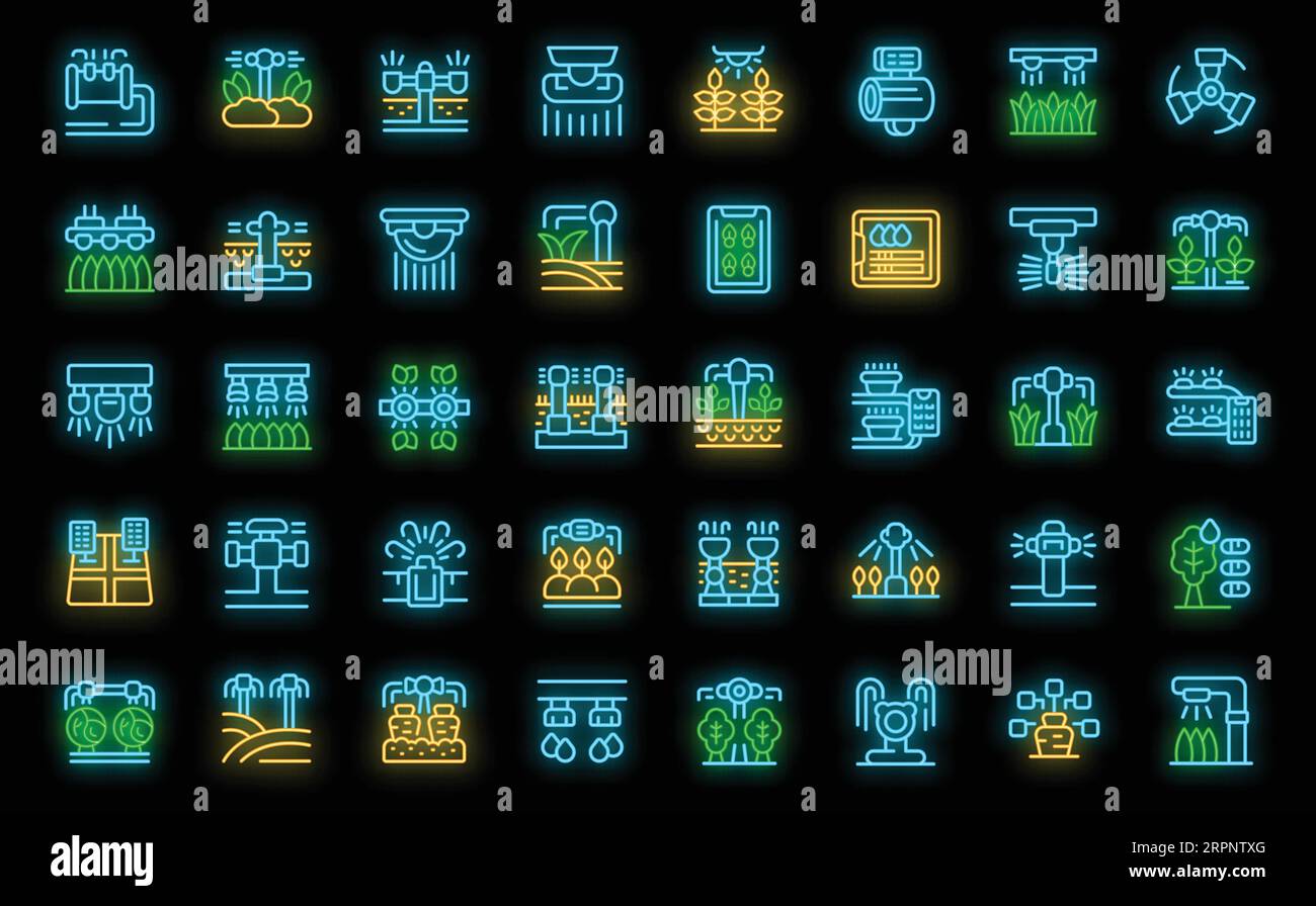 Sprinkler system icons set outline vector. Water nature. Garden farm ...
