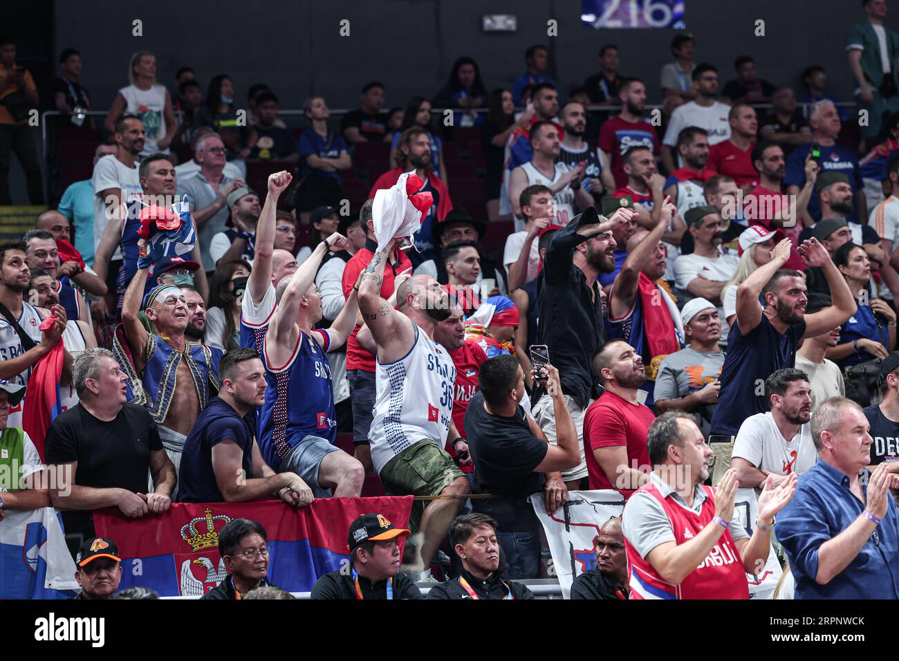 Manila, Philippines. 5th Sep, 2023. Fans of Serbia cheer during the ...