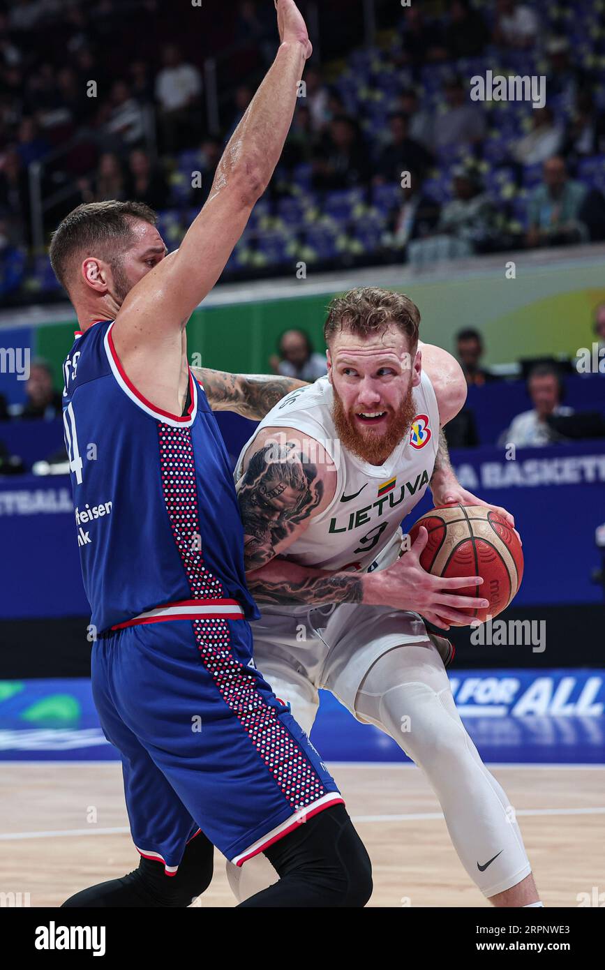 Manila, Philippines. 5th Sep, 2023. Ignas Brazdeikis (R) of Lithuania ...