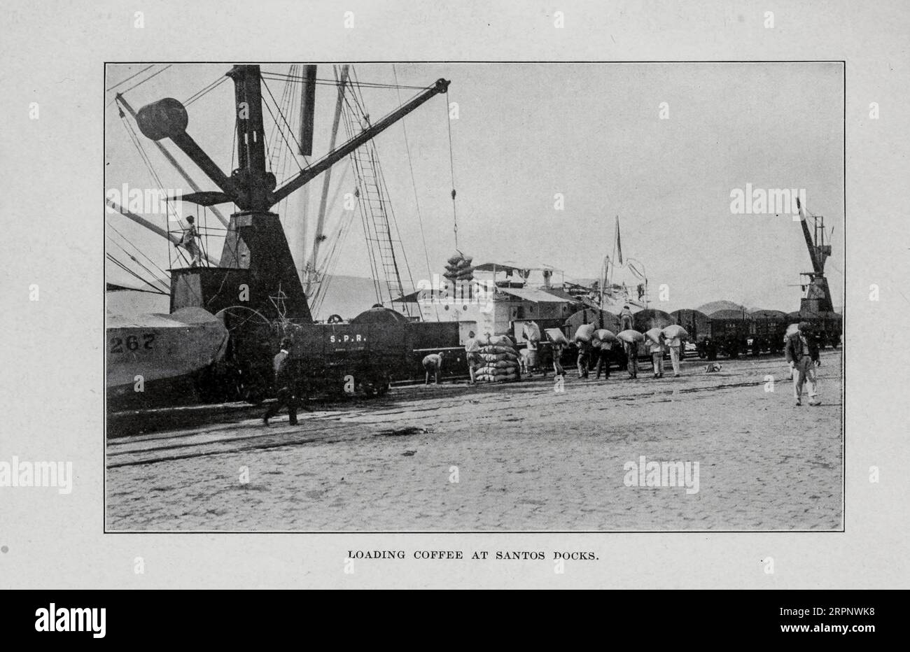 Loading Coffee at Santos, São Paulo, Docks from the book Brazil and her ...