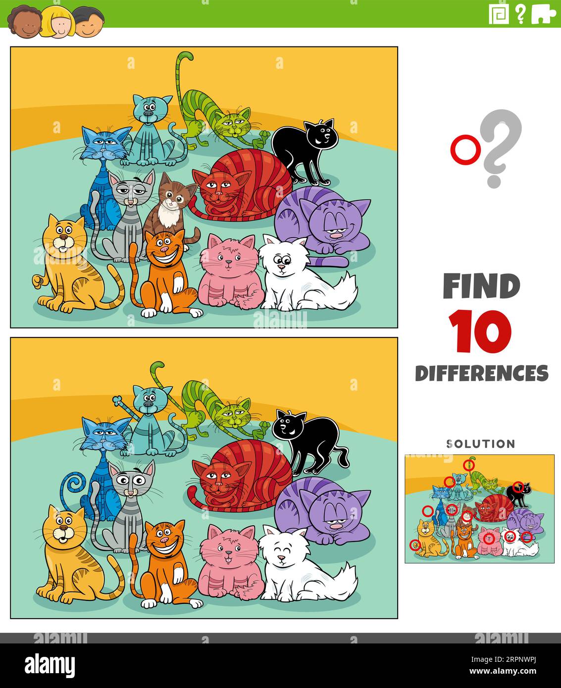 Cartoon illustration of finding the differences between pictures ...