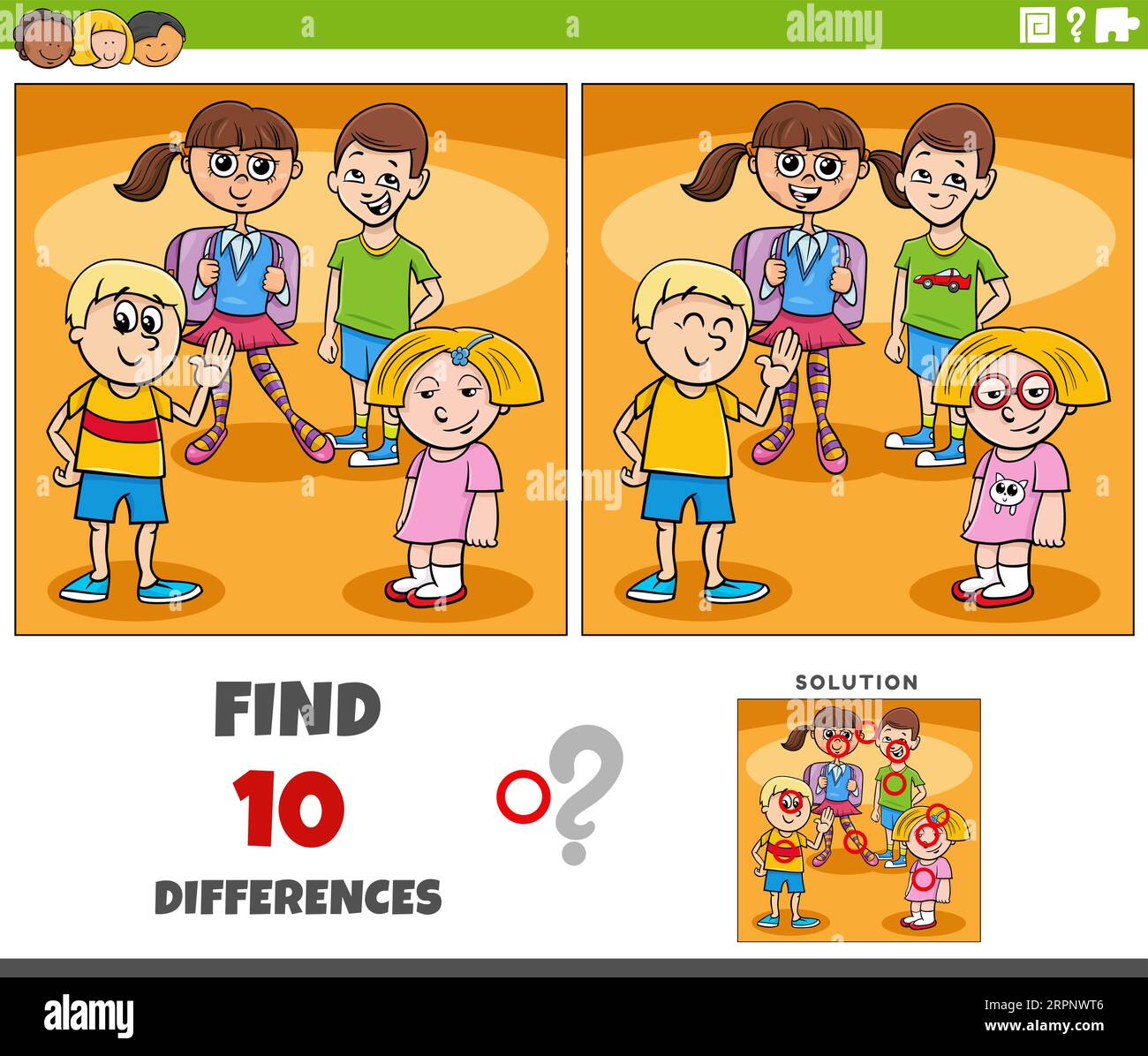 Cartoon illustration of finding the differences between pictures ...