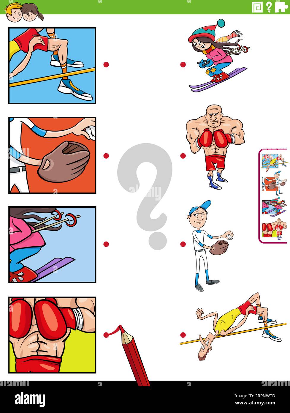 Cartoon illustration of educational matching activity with people and ...