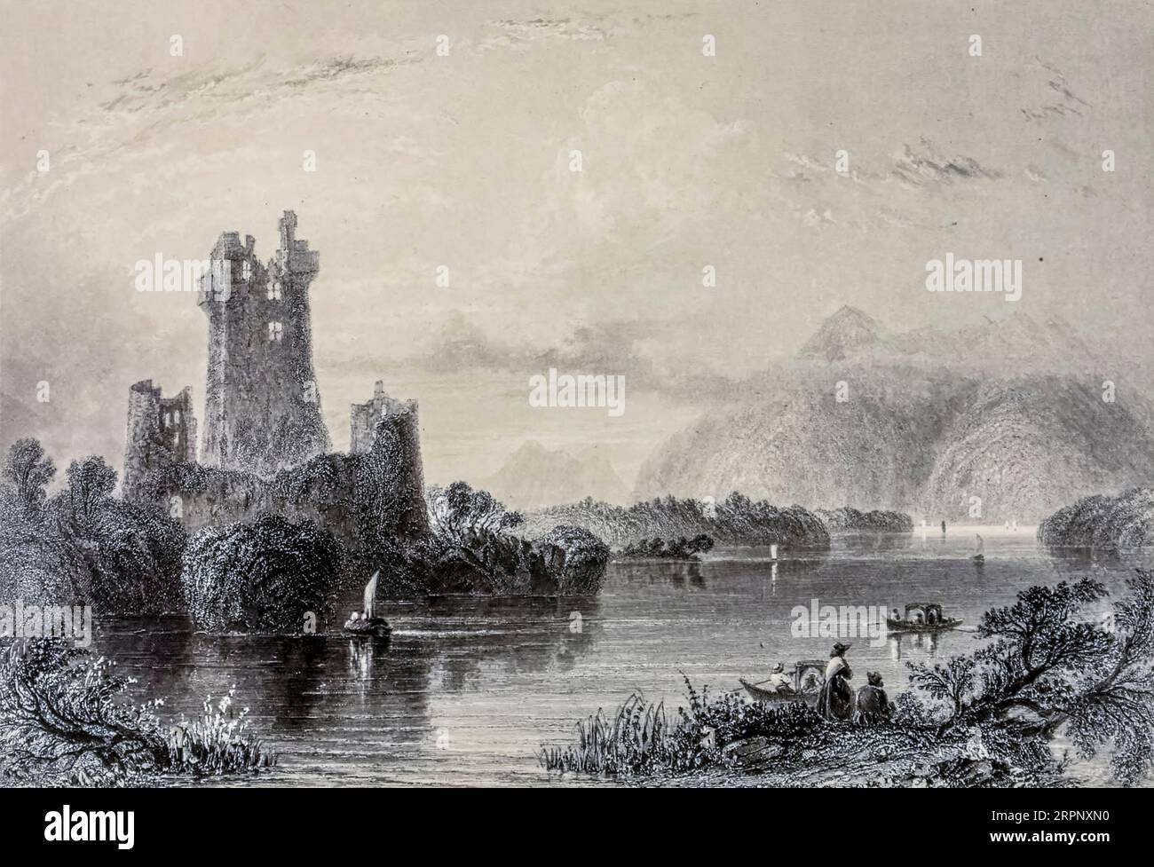 Irish landscape engraving hi-res stock photography and images - Alamy