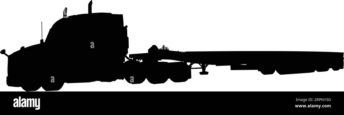 A silhouette of a semi-truck with a flatbed trailer Stock Vector Image ...