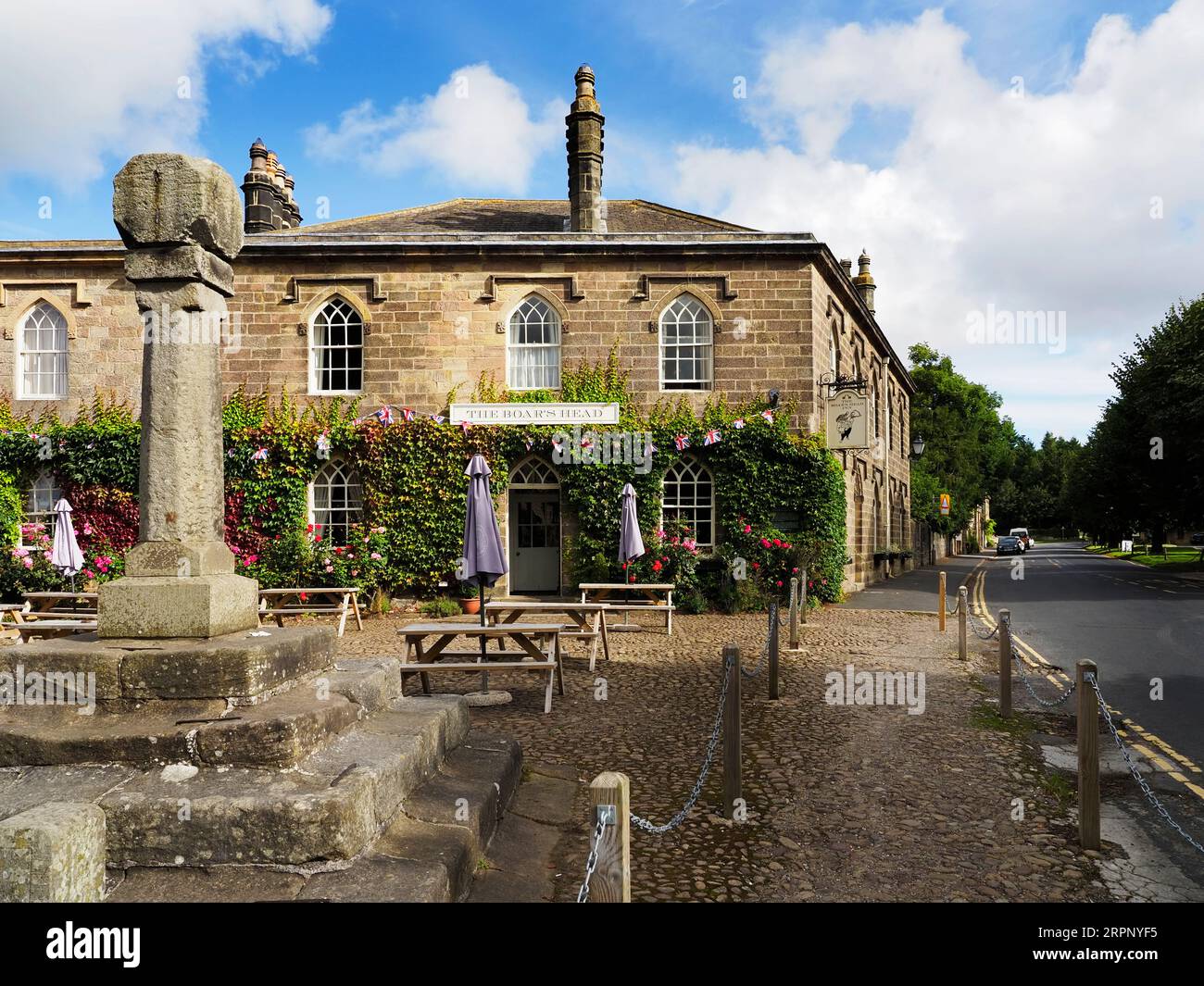Ripley Market Cross at the start of Stage 4 of the Nidderdale Way long ...