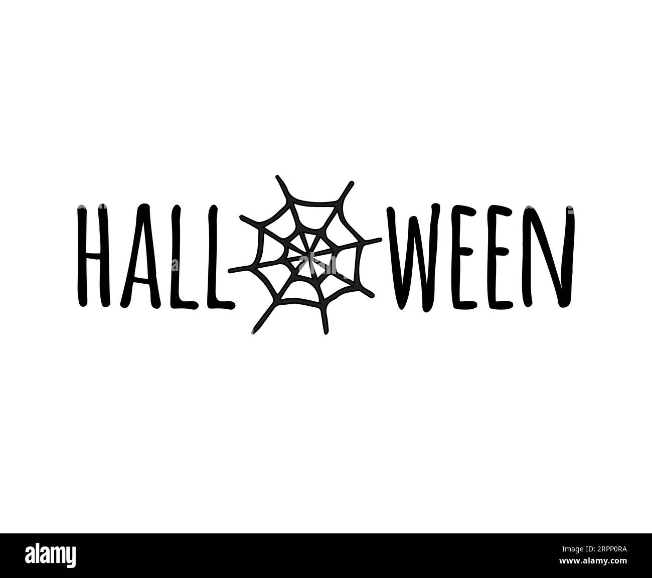 Vector hand drawn doodle sketch halloween lettering with spider web ...