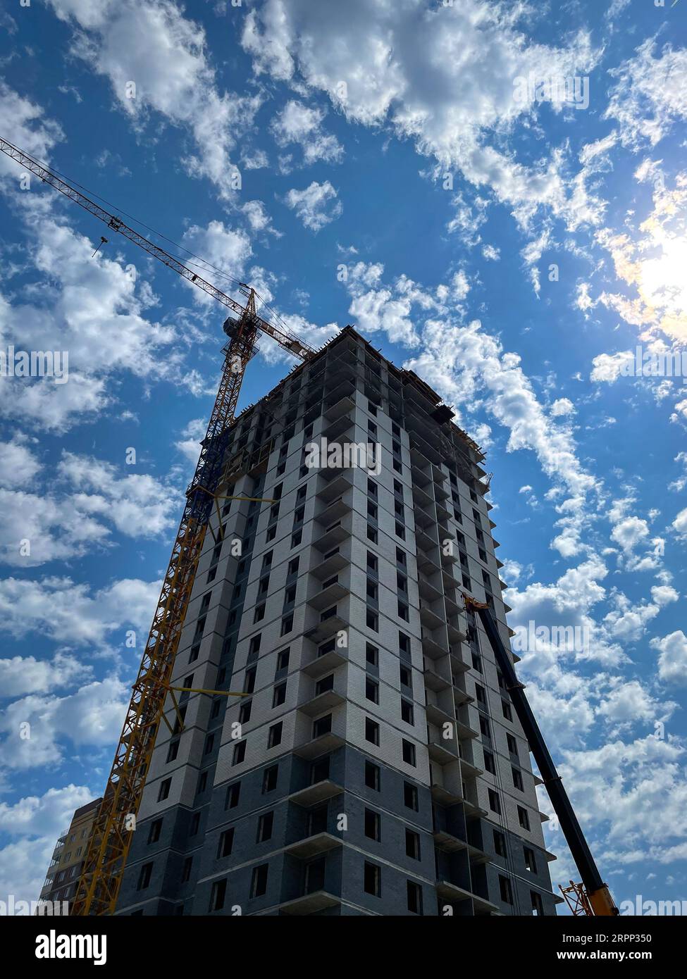 New house for many families, babies and new life, building multi storey ...