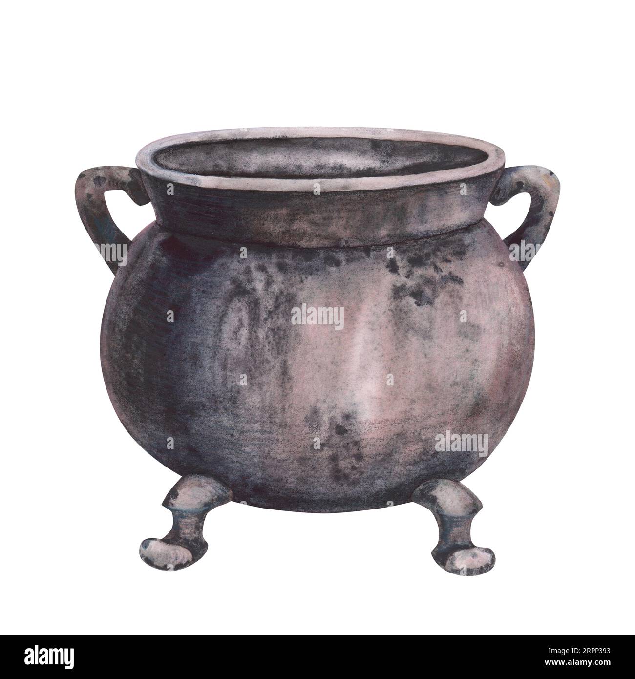 Witch's empty cauldron with magical texture isolated on white ...