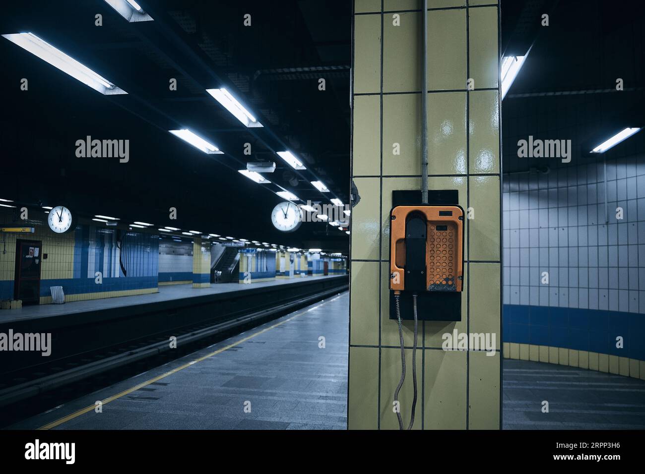 Phone on a metro station Stock Photo - Alamy