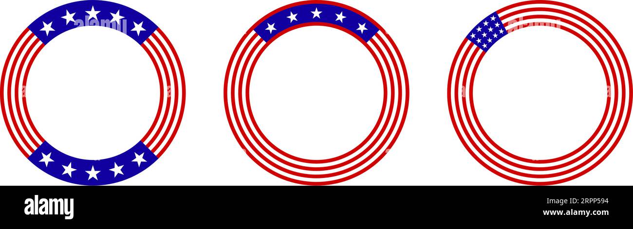 Round American flag frame set Stock Vector Image & Art - Alamy